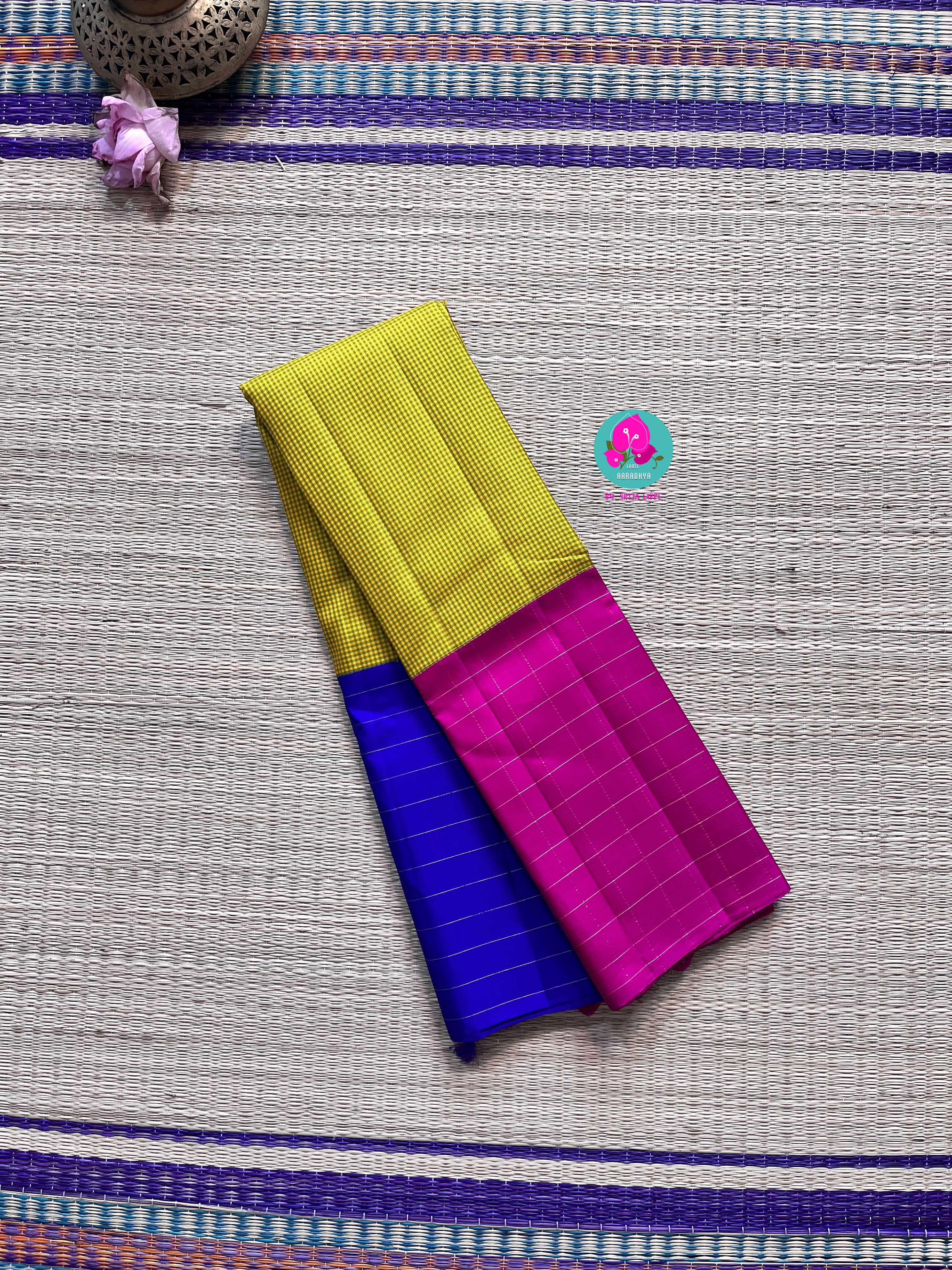 Vintage madras checks saree in beautiful traditional colors with Ganga ...